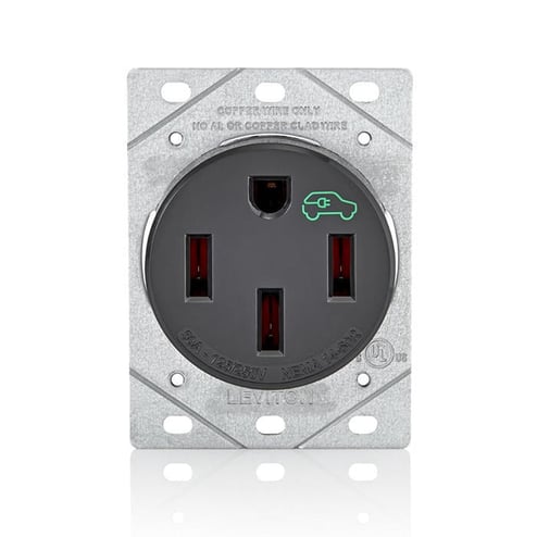 Leviton 1450R 50A EV Charging Receptacle/Outlet, Heavy Duty 14-50R ...