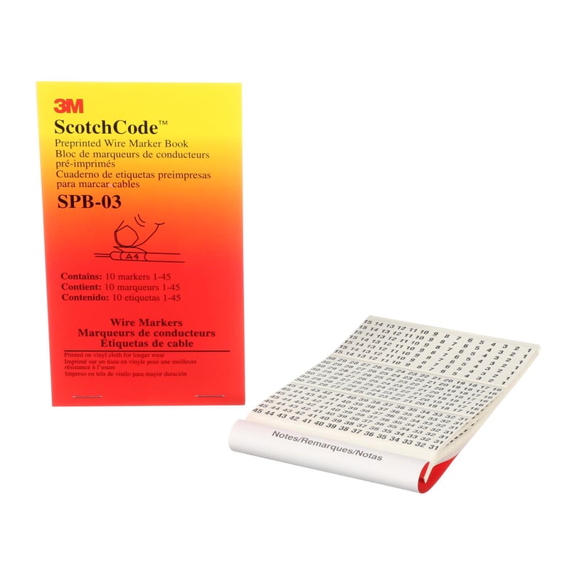 3M ScotchCode SPB-03 Pre-Printed Wire Marker Book, Black | Mars Electric