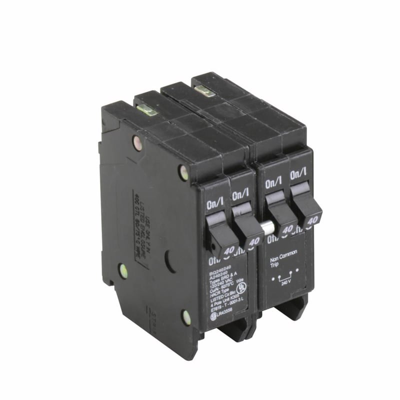 Eaton BQ240240 BR, 4 Pole, 40 Amp, Plug-On Circuit Breaker, 120/240 ...