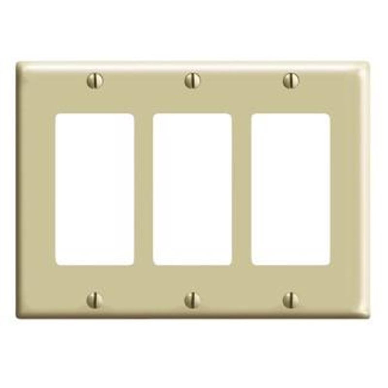 Leviton PJ263-I 3 Gang Decora/GFCI Decora Wall Plate, Midway Size ...