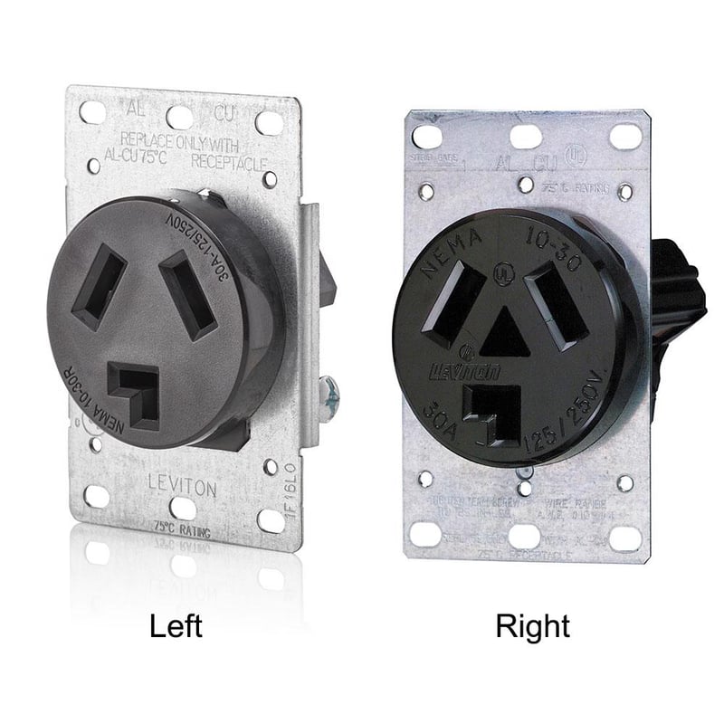 Leviton 5207 30 Amp, 125/250 Volt, Flush Mount Single Receptacle, Black ...