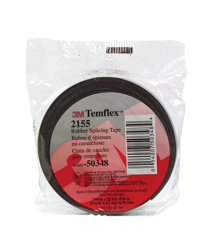 3M Temflex Rubber Splicing Tape 2155, 3/4IN x 22FT, Black | Mars Electric