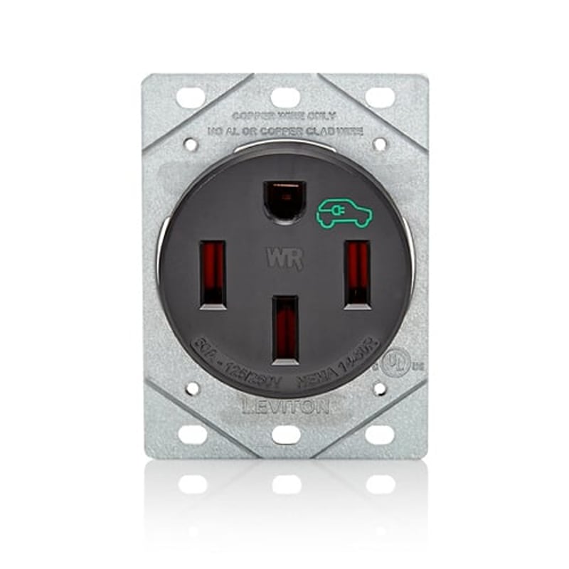 Leviton 1450W 50 Amp EV Charging Receptacle/Outlet, Heavy Duty, Weather ...
