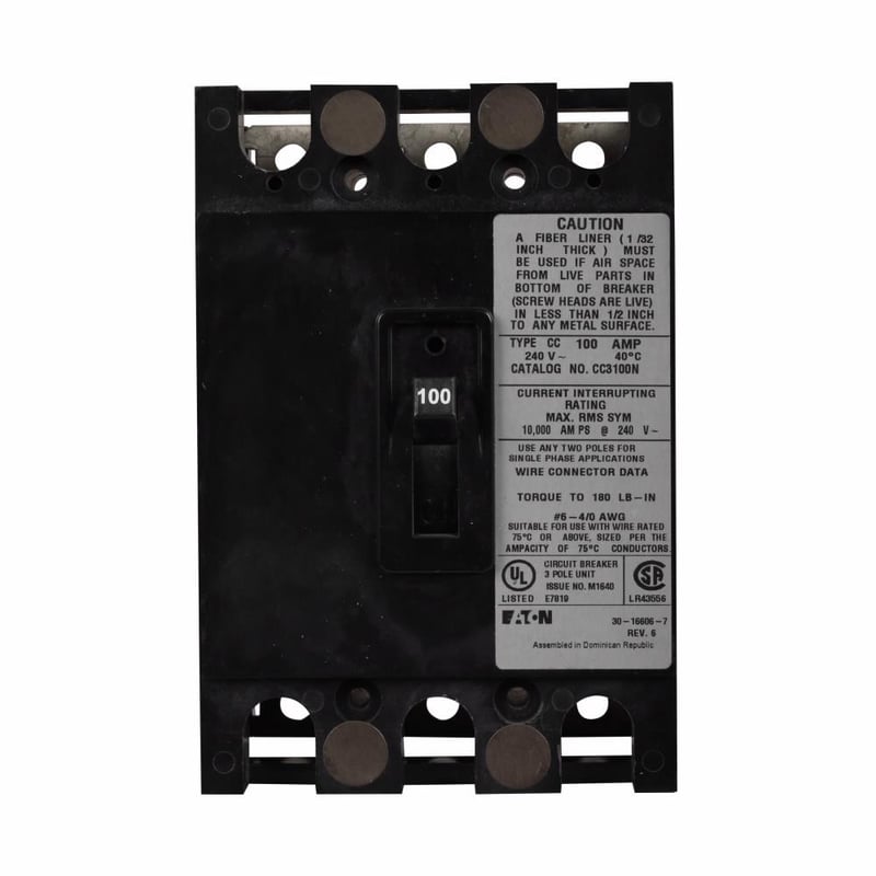 Eaton CC3100N BR, 3 Pole, 100 Amp, Bolt-On Main Breaker Kit Circuit ...