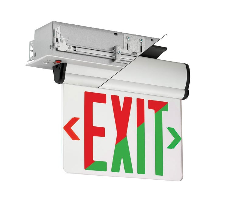 CMPS CELSNE LED EDGE-LIT EXIT SIGNW/EMERG BATTERY SURFACE MOUNTSNGL+DBL ...
