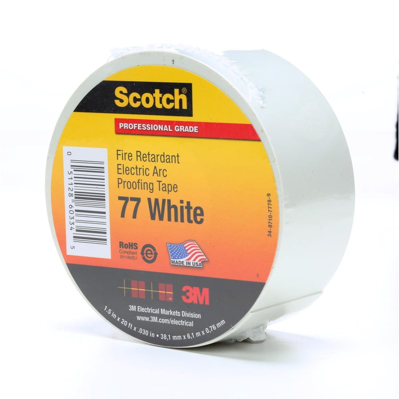 Scotch Fire-Retardant Electric Arc Proofing Tape 77W, 1-1/2IN x 20FT ...