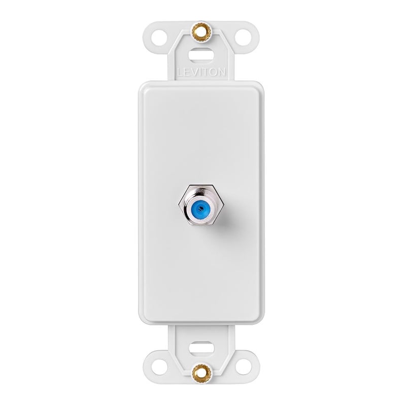 Leviton Decora 40681-W Rectangular Single CATV Video Wall Jack, F ...