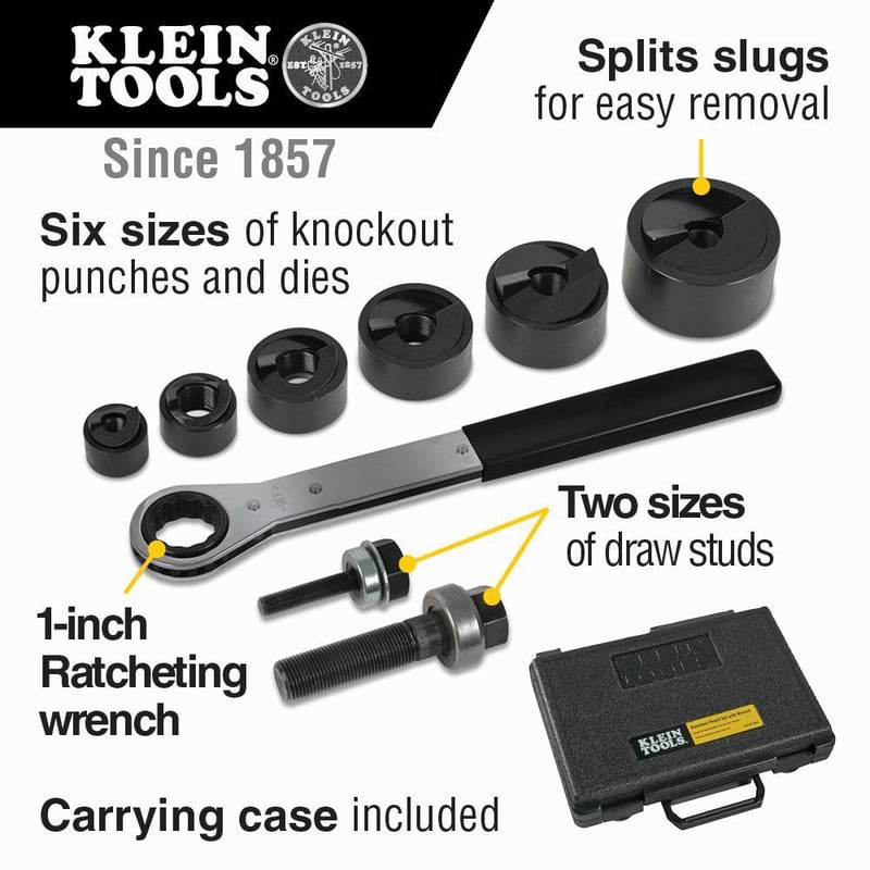 Klein 53732SEN Split Slug Knockout Punch Set, For Use With 1/2 in, 3/4 ...