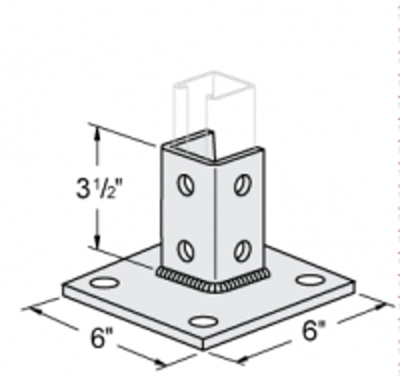 1 5/8 Deep Square Strut Post Base | Mars Electric