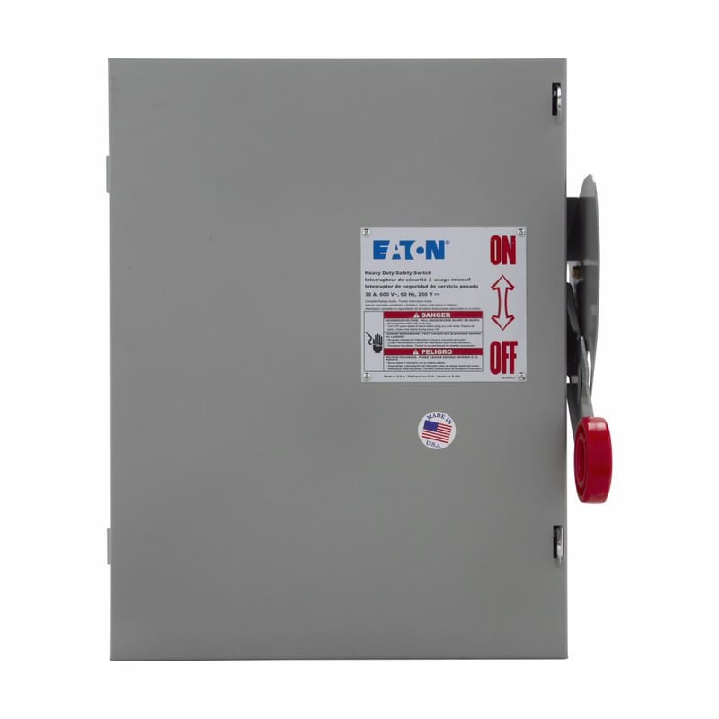 EATON DH461UWK Non-Fusible Single Throw Safety Switch, 600 VAC, 30 A, 4 ...
