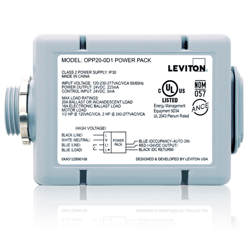 Leviton OPP20-D1 Super Duty Power Pack, 5.4 W, 120 to 277 V AC Input ...