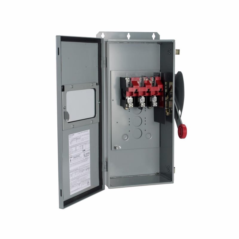 EATON DH363FDKW Heavy Duty Fusible Safety Switch, 600 VAC, 100 A, 30 hp ...