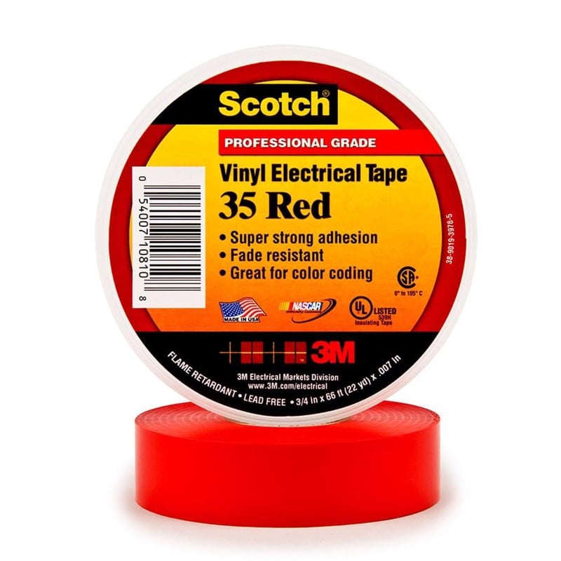 Scotch Vinyl Color Coding Electrical Tape 35, 3/4IN x 66FT, Red | Mars Electric