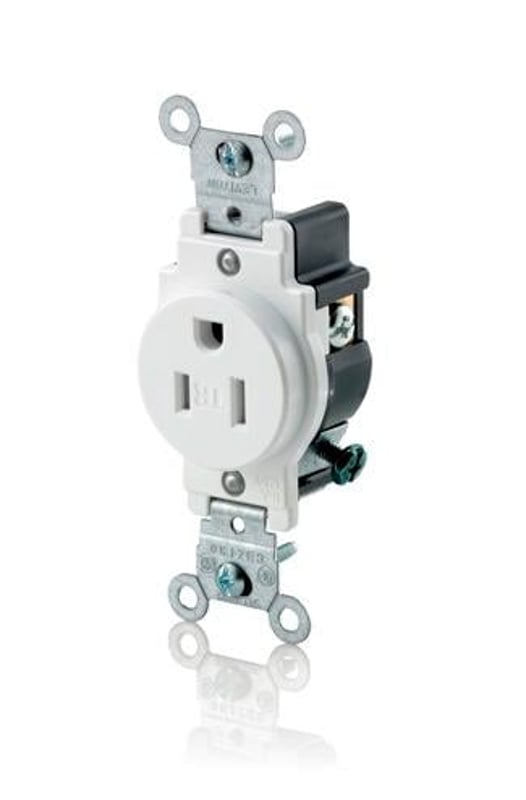 Leviton T5015-W 15 Amp, 125 Volt, Tamper-Resistant Single Receptacle, White | Mars Electric