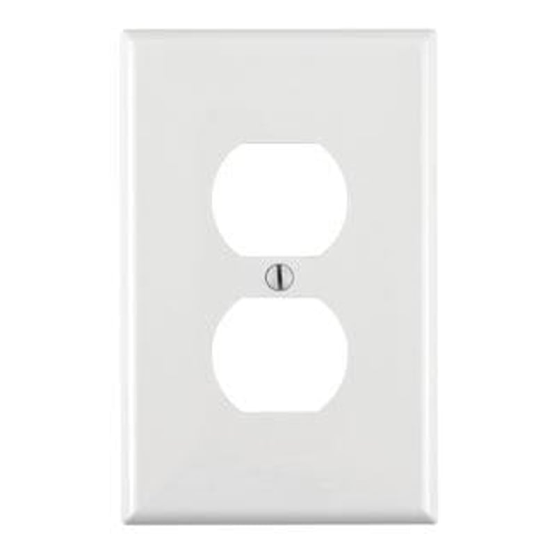 Leviton PJ8-W 1 Gang Duplex Receptacle Wall Plate, Midway Size, White ...