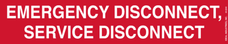Ideal 44-944 NEC Emergency Disconnect Label, 1-3/4IN x 9IN Adhesive ...