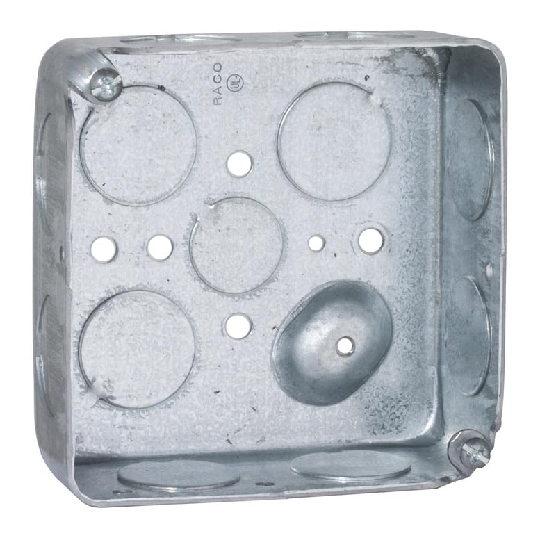 4 Square Box, 1-1/2IN Deep, 3/4IN KO | Mars Electric