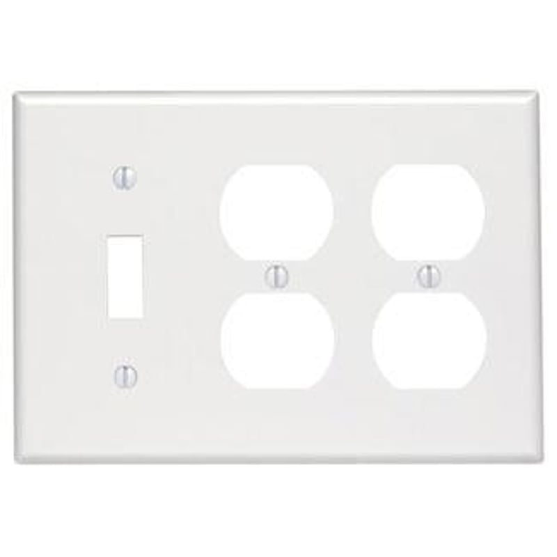 Leviton 80747-W 3 Gang 1-Toggle 2-Duplex Device Combination Wall Plate ...