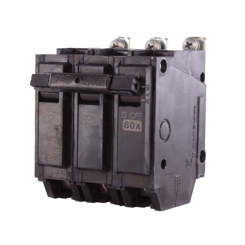 GE THQB32080 Q-Line, 3 Pole, 80 Amp, Bolt-On Circuit Breaker, 240 Volt ...